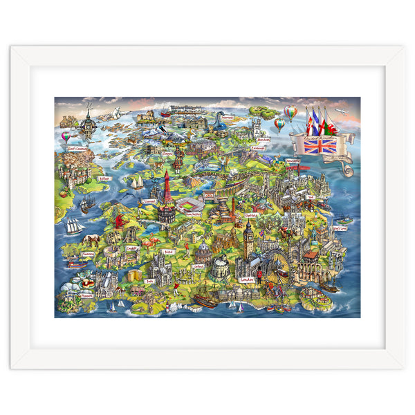 Illustrated Map Of The United Kingdom Art Print by Maria Rabinky | Arthaus