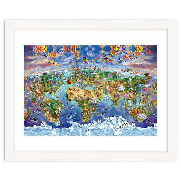 World Wonders Illustrated Map Art Print by Maria Rabinky | arthaus